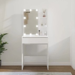 Toaletní stolek s LED lesklý bílý 60 x 40 x 140 cm
