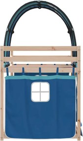 Dětská patrová postel se závěsy modrá 90 x 190 cm borovice 3283995