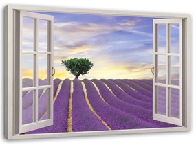 Obraz na plátně Výhled z okna Levandulové pole - 120x80 cm