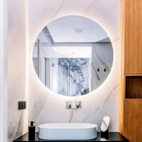 Kulaté designove koupelnové zrcadlo s led fi 80 cm