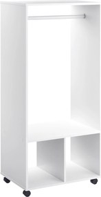 HOMCOM Skříň na kolečkách s otevřenými policemi organizátor pro oblečení 60x40x128 cm Bílá | Aosom