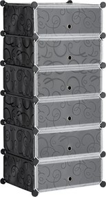 HOMCOM Plastový regál na obuv pro 6 párů bot, botník do předsíně, DIY modulární regál pro uložení bot, černý 49 x 36,5 x 108 cm | Aosom