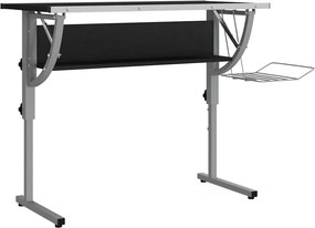 Řemeslný stůl černý a šedý 110x53x(58–87) cm kompozit a ocel 340929