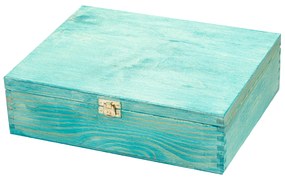 FK Dřevěná krabička na čaj s přihrádkami, se zámkem - 29x23x8 cm, Přírodní