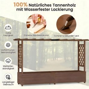 Costway Květinový truhlík s mříží a závěsnou střechou Květinový truhlík s mříží