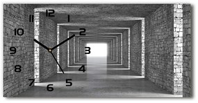 Wallmuralia Skleněné hodiny na stěnu tiché Tunel z cihel 60x30 cm