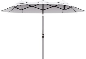 Dvojitý zahradní slunečník Outsunny s naklápěním o 45° a 3 větracími otvory, venkovní slunečník z oceli a polyesteru, 295x152x222 cm, krémový | Aosom