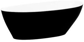 Besco Volně stojící vana z litého mramoru Goya BW Matt 140x62 (160x70, 170x72) Barva: Bílá/černá, Rozměry (cm): 160x70,5, Typ a barva výpustě: Click-Clack s horním čištěním, černá