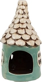 Zelený keramický svícen pohádkový domek - Ø 11*20 cm