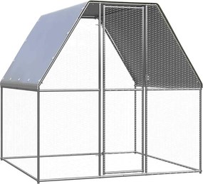 Klec pro kuřata stříbrná a šedá 2 x 2 x 2 m pozinkovaná ocel 155886