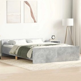 Rám postele s hlavovým a nožním čelem betonově šedý 150x200 cm 3203757