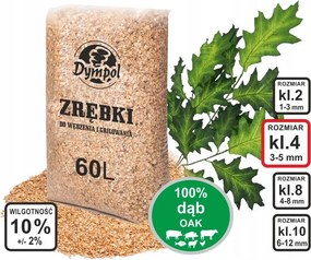 Suché udírenské štěpky Dub 100% 15 kg/60 litrů, Kl 04 Atest