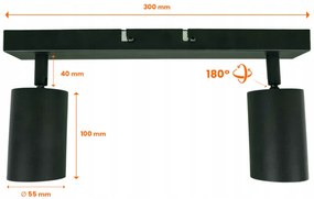 Stropní bodové svítidlo LED VIKI-X 2x GU10 - černé