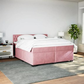 Box spring postel s matrací růžová 200x200 cm samet 3288713
