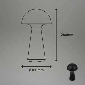 Nabíjecí stolní lampa LED Fungo, dobíjecí, černá