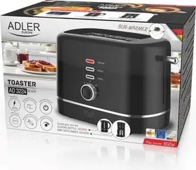 Adler AD 3224b černá / Topinkovač / 720W / 2 toasty / 7 stupňů opečení