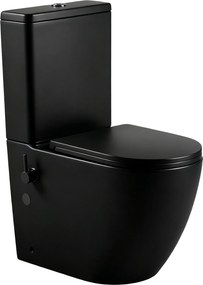 Erga Siena, WC kombi mísa 620x365x820 mm, Rimless + funkce bidetu + toaletní sedátko, černá matná, ERG-V03-SIENA-RIM-BID-BK