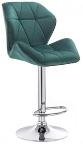 LuxuryForm DESIGN Barová židle MILANO MAX VELUR na stříbrné kulaté podstavě - zelená