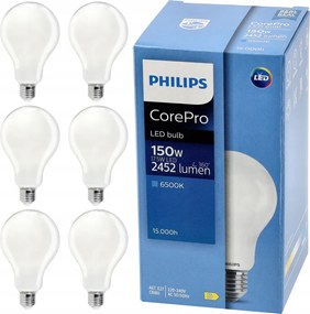 6x LED žárovka E27 PHILIPS 17,5W 2452lm studená barva 6500k prémiová