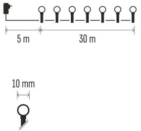 LED Vánoční řetěz 300xLED/8 funkcí 35m IP44 teplá bílá