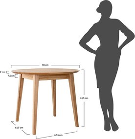 KATMANDU Stůl střední kulatý Orbetello, bělený dub, masiv dub, 90x75x90 cm