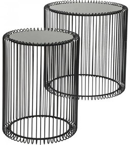 OnaDnes -20% Kare Design Set dvou černých kovových odkládacích stolků Wire 44/32,5 cm