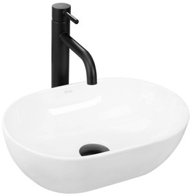 Rea Amelia Mini, umyvadlo na desku 380x260x120 mm, bílá lesklá, REA-U3322