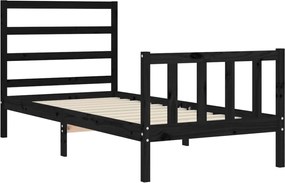 vidaXL Rám postele s čelem 100 x 200 cm masivní dřevo [3191897] Barva: Černá