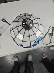 HOMCOM stolní lampa Tiffany s barevným sklem, modrá