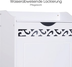 HOMCOM Dřevěný Koupelnový Skříňka, Úložná Skříň pro Ložnici, Obývací Pokoj, 55L x 34Š x 58V cm, Bílá
