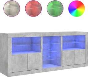Příborník s LED osvětlením betonově šedý 162 x 37 x 67 cm 3209033
