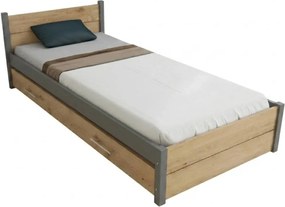 EB Postel z masivu Iris Double 90x200 cm, GRAFIT/Dub Artisan