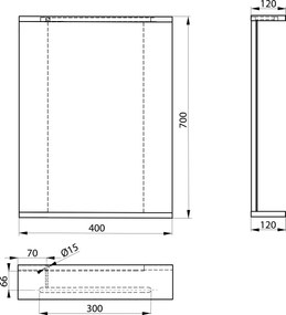 Aqualine Korin zrcadlo 40 x 70 x 12 cm s led osvětlením KO345S