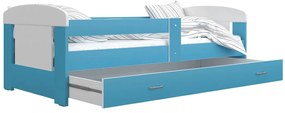 Expedo Dětská postel JAKUB P1 COLOR, 80x180, včetně ÚP, bílý/modrý