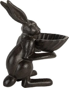 Hnědé antik litinové krmítko pro ptáčky zajíc - 16*13*17 cm