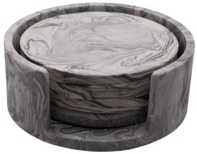 VOJA HOME Podtácky na pití Usten (set příhrádky a 4 ks podtácků) Barva: Světle šedá (styl marble)