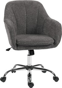 HOMCOM ergonomická kancelářská židle z jemného flanelu — otočná, výškově nastavitelná, prohnuté čalounění, houpací funkce, šedá | Aosom