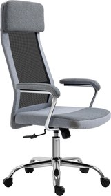 Vinsetto Ergonomická otočná kancelářská židle, nastavitelná výška a funkce houpání, síťovina, 65x67x119-129cm, Šedá