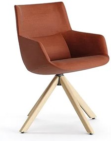 ESPATTIO - Otočná židle BOW s područkami a dřevěnou podnoží