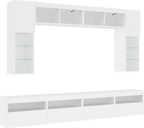 8dílná obývací stěna s LED osvětlením bílá 3216764