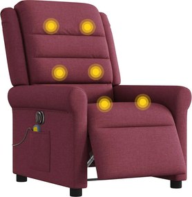 Elektrické masážní polohovací křeslo vínové textil 3303307