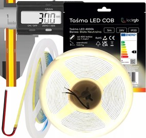 Led pásek Neon Cob 24V 5 m 400 diod 4000K Bílý Neutrální Ultra Tenký 3MM