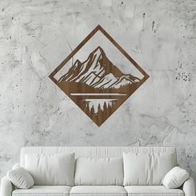 dřevo života Dřevěný obraz Pohled na hory Rozměry (cm): 40x40, Barevný vzor: Ořech