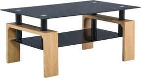 XXXLutz KONFERENČNÍ STOLEK, černá, barvy dubu, kov, sklo, kompozitní dřevo, 100/60/45 cm Carryhome - Konferenční stolky - 001125000103