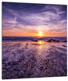Obraz pláže - západ slunce (30x30 cm)