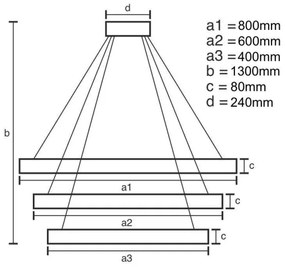 LED Stmívatelný lustr na lanku LED/240W/230V 3000-6500K + dálkové ovládání