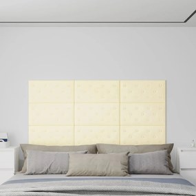 vidaXL Nástěnné panely 12 ks 60 x 30 cm umělá kůže 2,16 m² [343988] Barva: krémová
