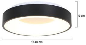 LED stropní svítidlo Ringlede 2 700 K Ø 48 cm černé