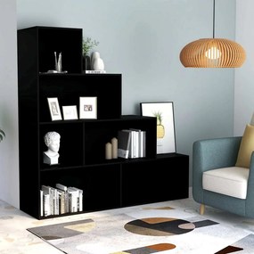 vidaXL Knihovna/zástěna do pokoje 155 x 24 x 160 cm dřevotříska [800657] Barva: Černá