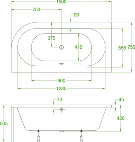BPS-koupelny Akrylátová asymetrická vana k vestavbě HYD-EBI140L-VEST 140x75 cm LEVÁ, bílá